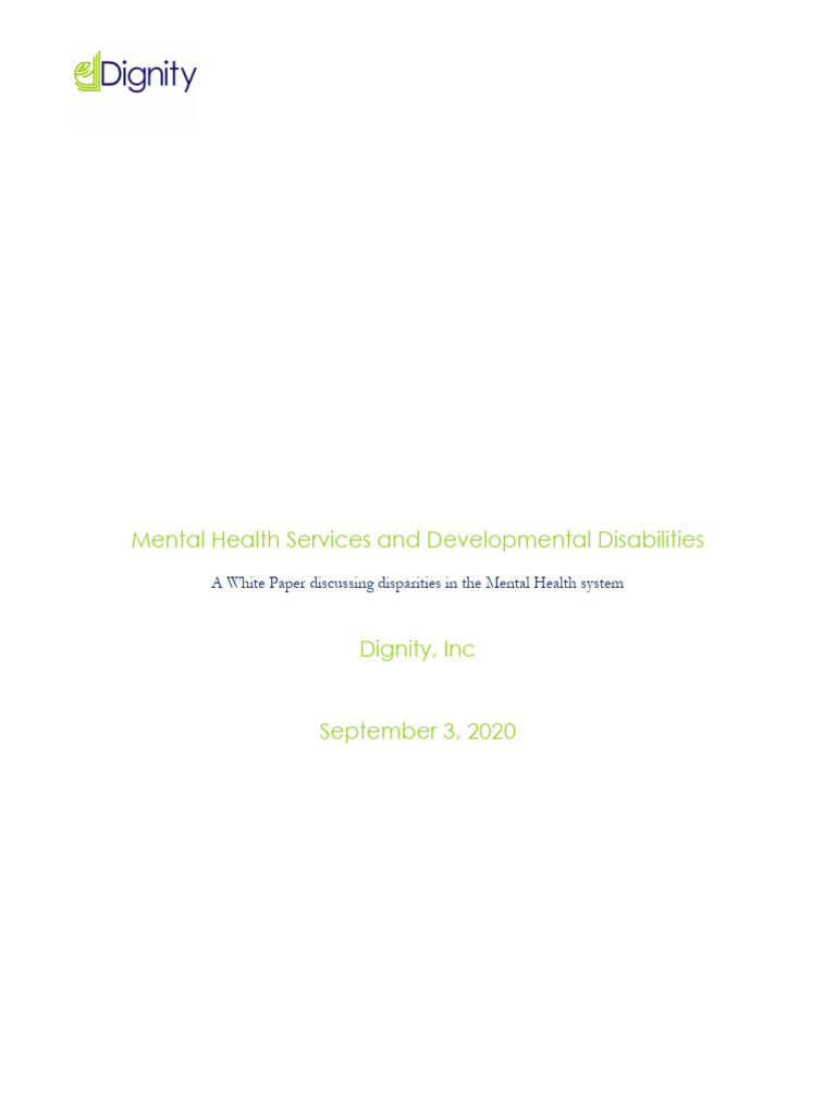 Dignity Mental Health Services White Paper 2023 | PDF | Psychotherapy ...