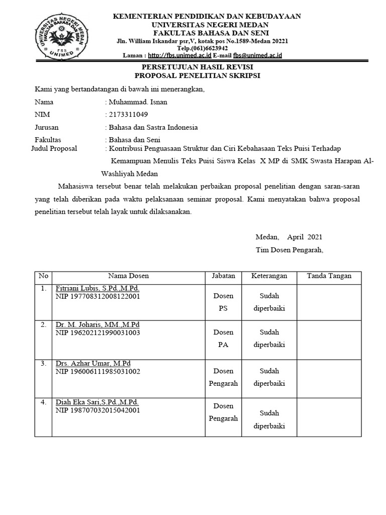 Data Revisian Sempro | PDF