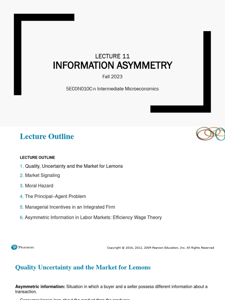Information Asymmetry in Markets | PDF | Adverse Selection | Market ...