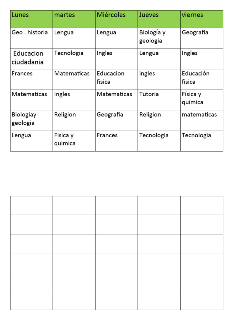 Horario Escolar Semanal | PDF