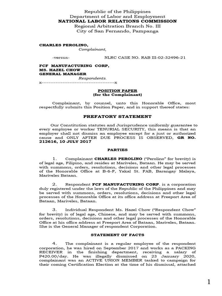 Perolino Case | PDF | Employment | Damages