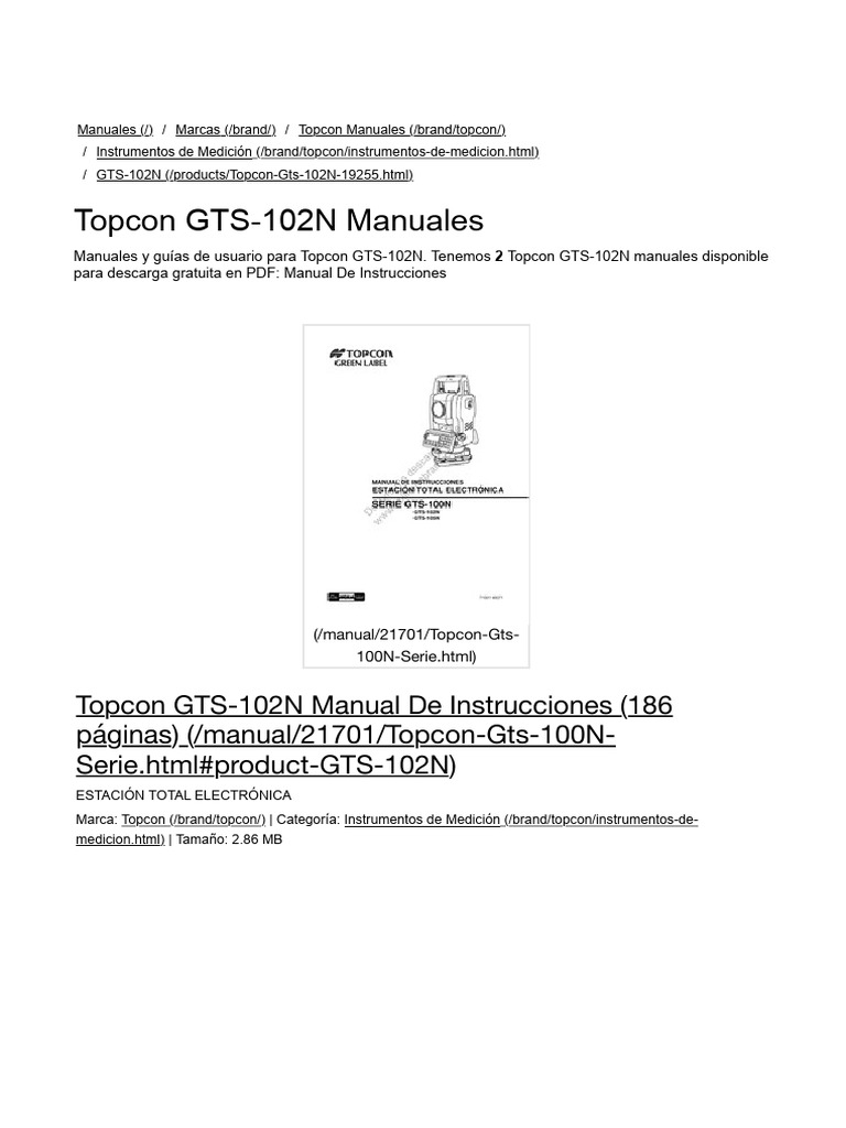 Manual Topcon GTS-102N en PDF | PDF | Informática