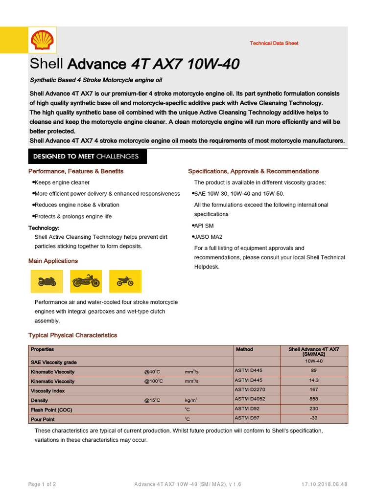 Shell Advance 4T AX7 10W-40: Performance, Features & Benefits ...