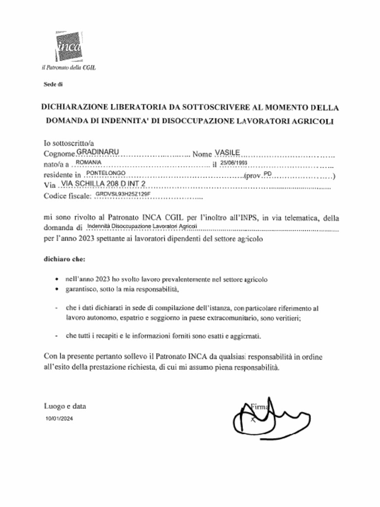 Liberatoria Da Firmare | PDF