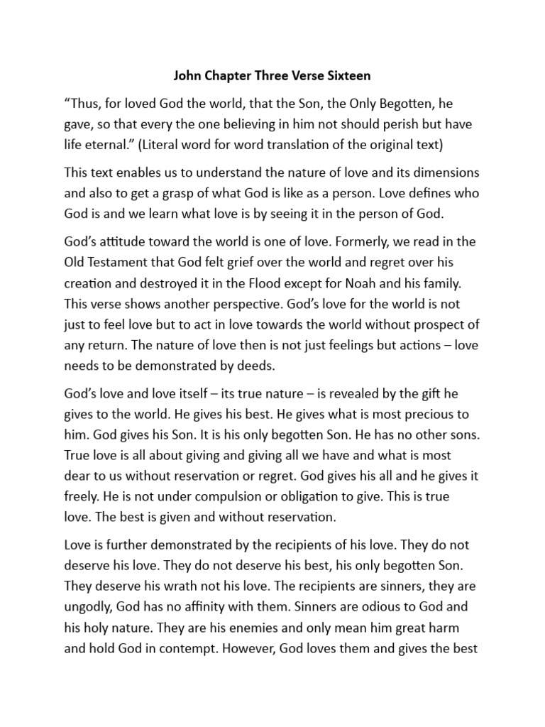 Understanding God's Love in John 3:16 | PDF | Love | Prayer