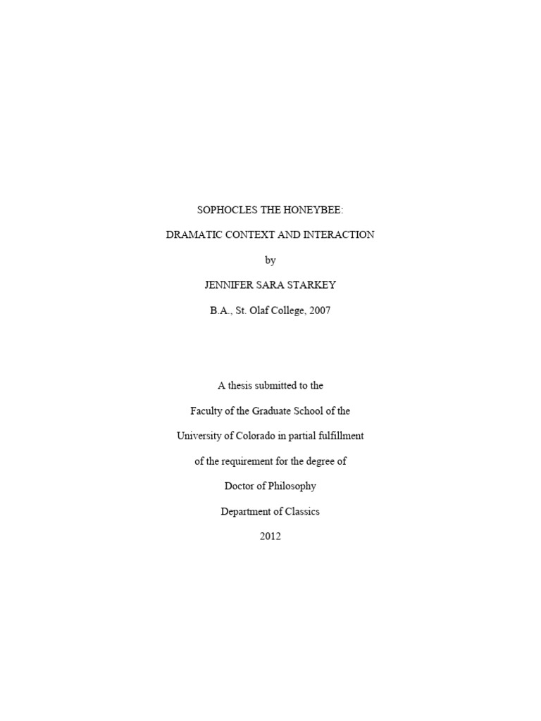 Sophocles The Honeybee Dramatic Context and Interaction | PDF ...