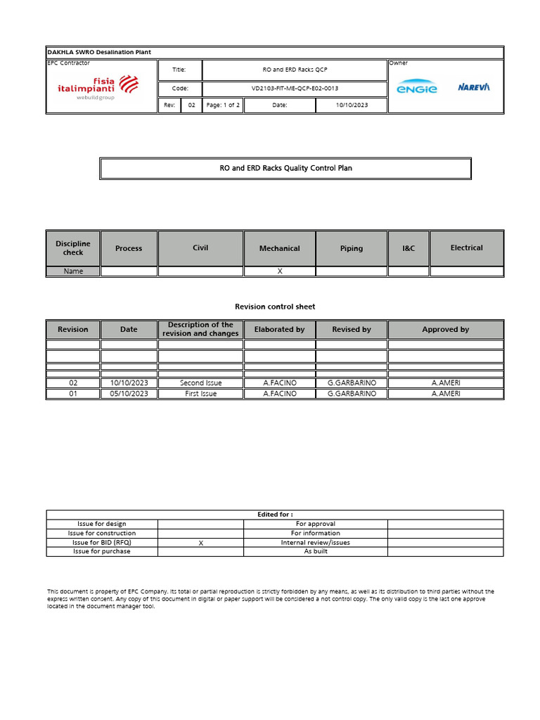 VD2103-FIT-ME-QCP-E02-0013-02_RO ERD Racks Quality Control Plan | PDF ...
