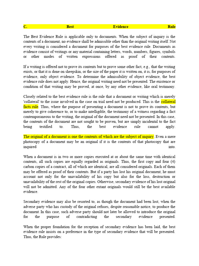 Best-Evidence-Rule-etc | PDF | Evidence (Law) | Information