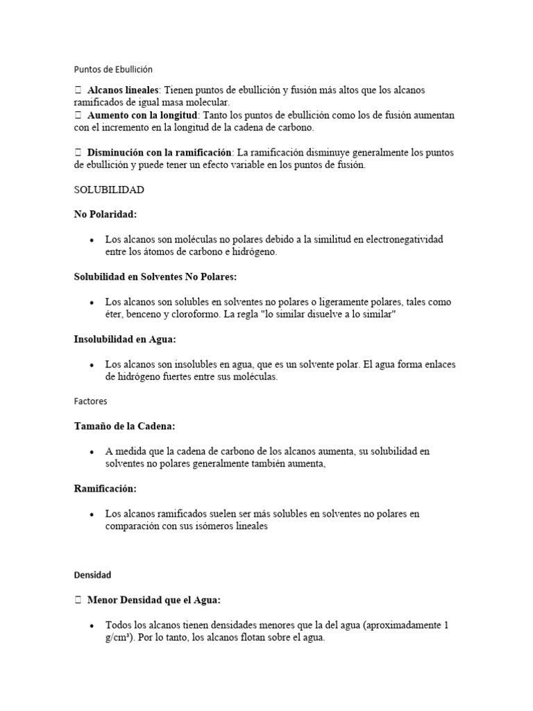 Puntos de Ebullición y Fusión | PDF | Alcano | Polaridad química