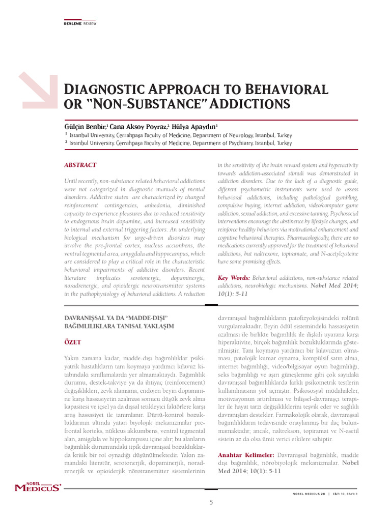2014 Diagnostic Approach To Behavioral or Non-Substance Addictions ...