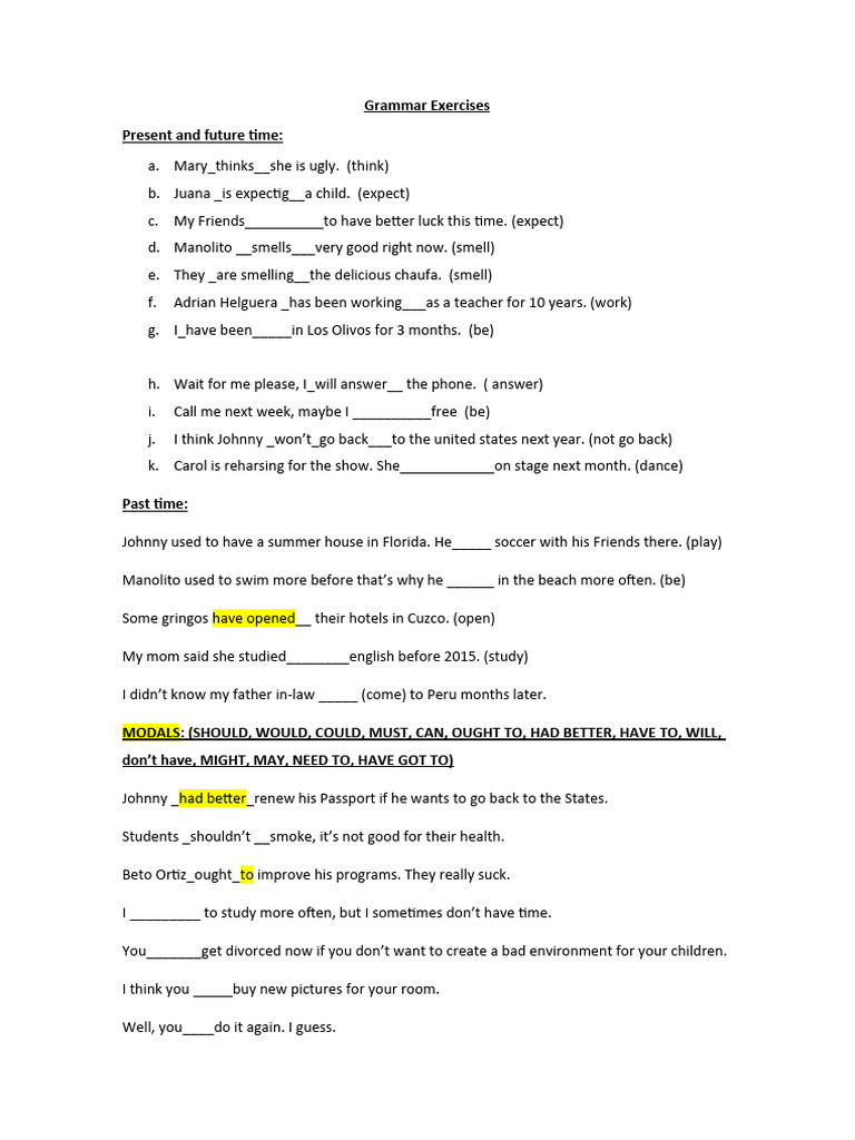 Grammar Exercises | PDF