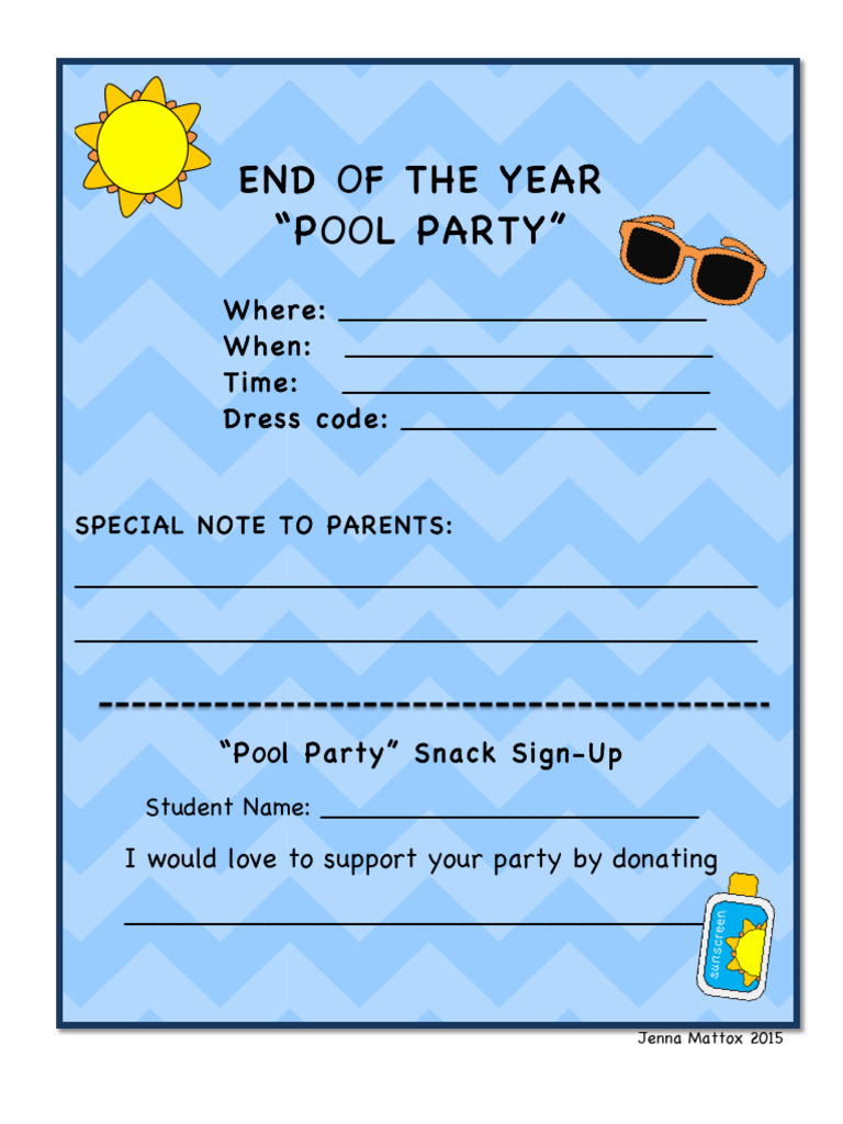 End of Year Pool and Beach Party Plans | PDF