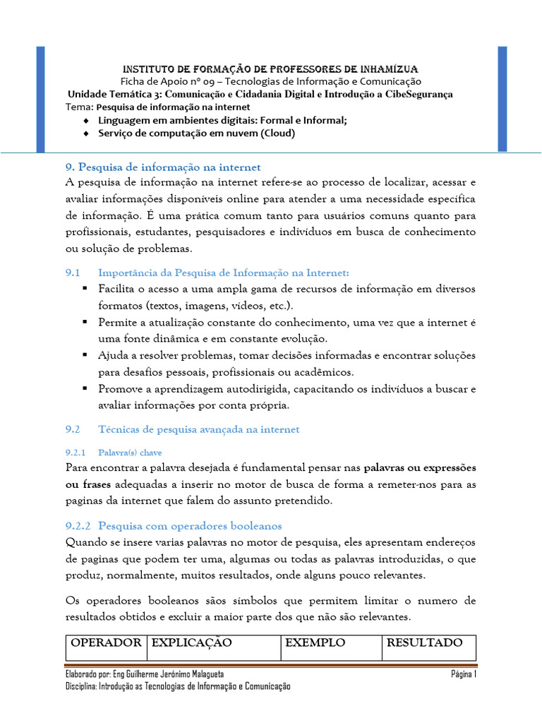 Pesquisa de Informação na Internet: Técnicas e Importância | PDF ...