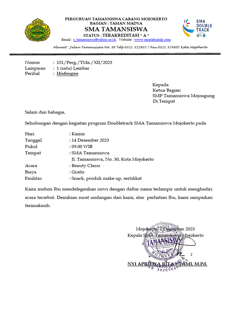 Surat Undangan SMP | PDF