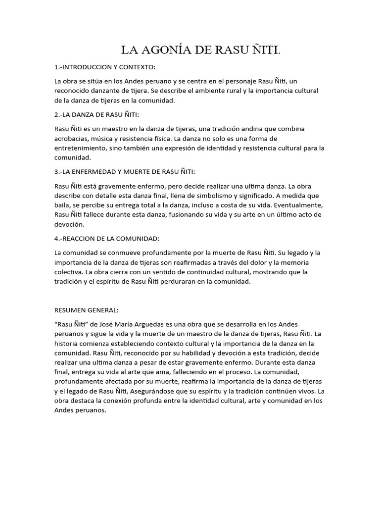 La Agonía de Rasu Ñiti | PDF | Bailes