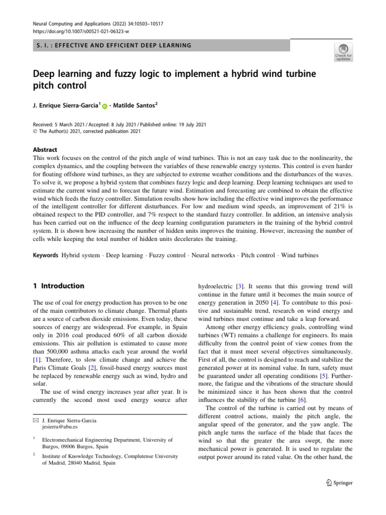 Deep Learning and Fuzzy Logic To Implement A Hybrid Wind Turbine Pitch Control | PDF | Deep ...