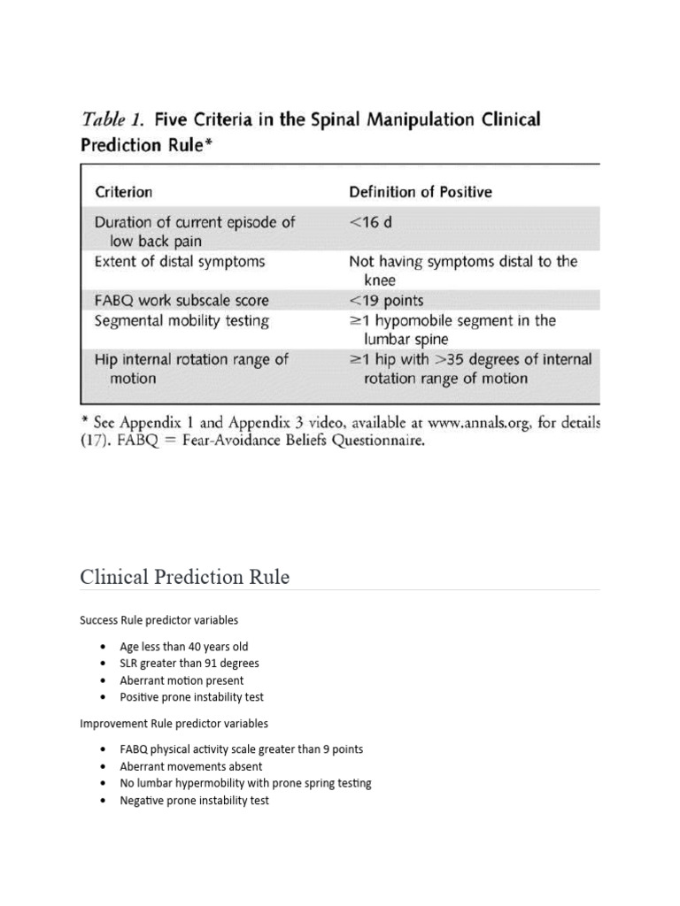 Clinical Prediction Rule Pdf