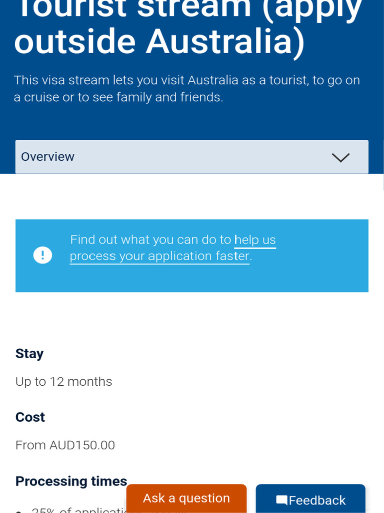 Visitor Visa (Subclass 600) Tourist Stream (Apply Outside Australia) | PDF