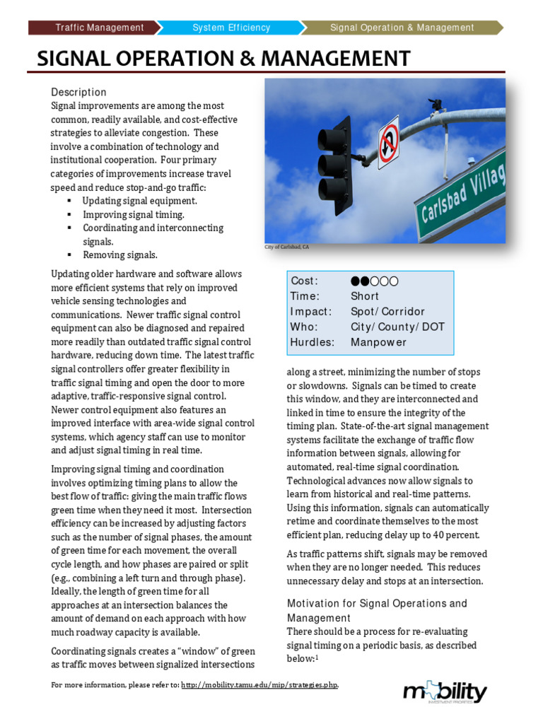 Effective Signal Management Strategies | PDF | Traffic | Intersection ...