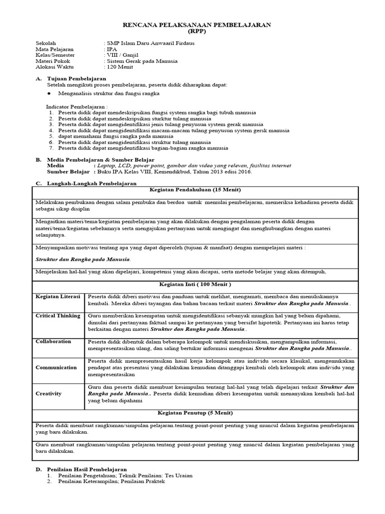 Salinan 12. RPP 1 | PDF | Karier & Perkembangan | Sains & Matematika