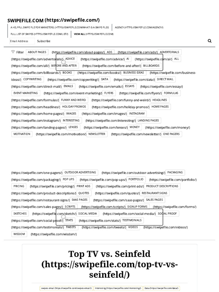 Top TV vs. Seinfeld - Swipe File | PDF | Mass Media | World Wide Web