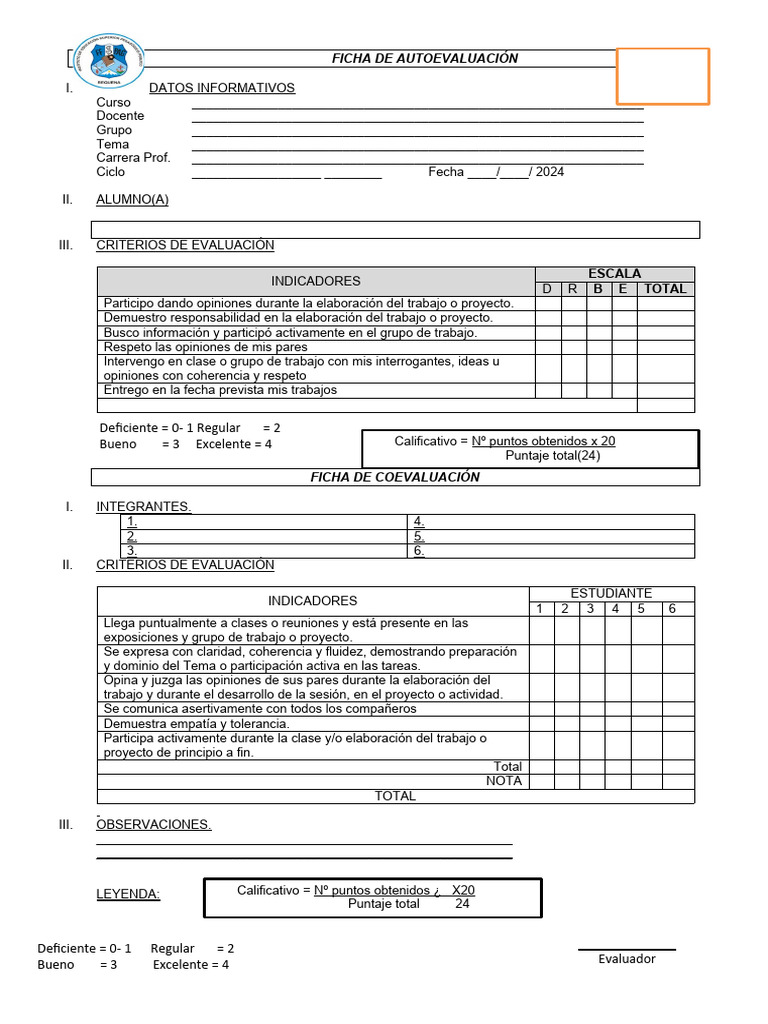 Auto y Coevaluacion - Pedag - 2024 | PDF