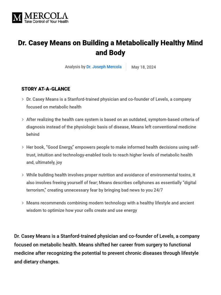 Building Metabolically Healthy Mind Body PDF | PDF | Medicine | Metabolism