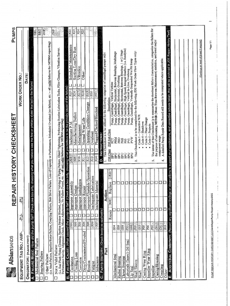 Pump Inspection - Checklist | PDF