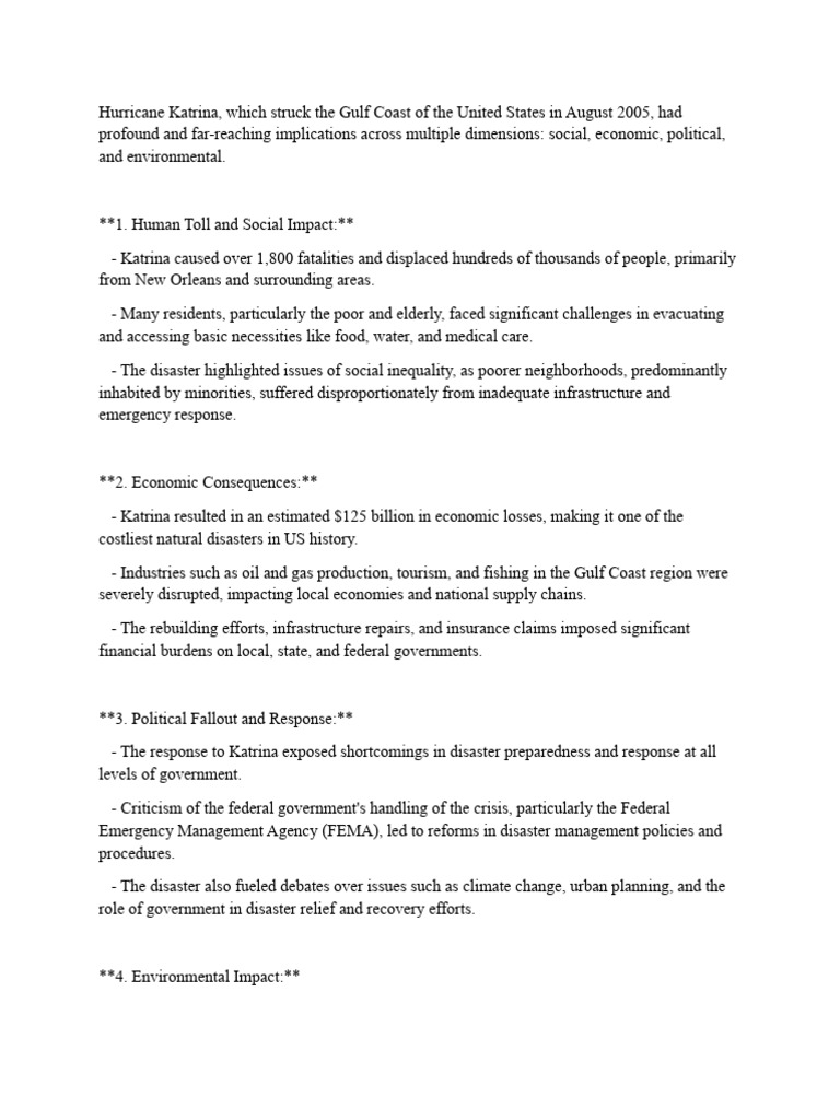 Implications of Hurricane Katrina | PDF | Hurricane Katrina | Emergency ...