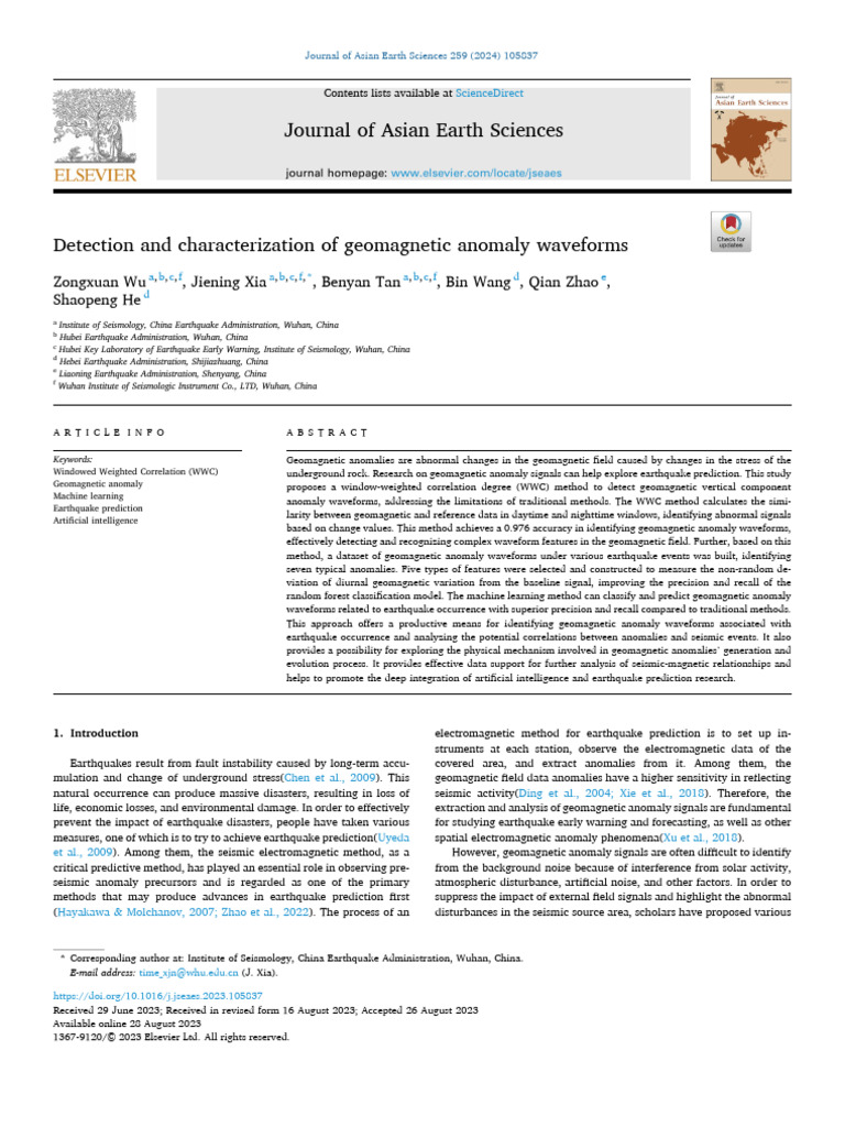 Journal of Asian Earth Sciences | PDF | Earth's Magnetic Field ...