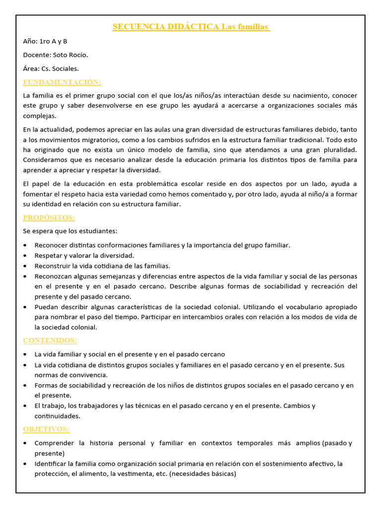 Secuencia Didáctica La Familia-1 | PDF | Evaluación | Maestros