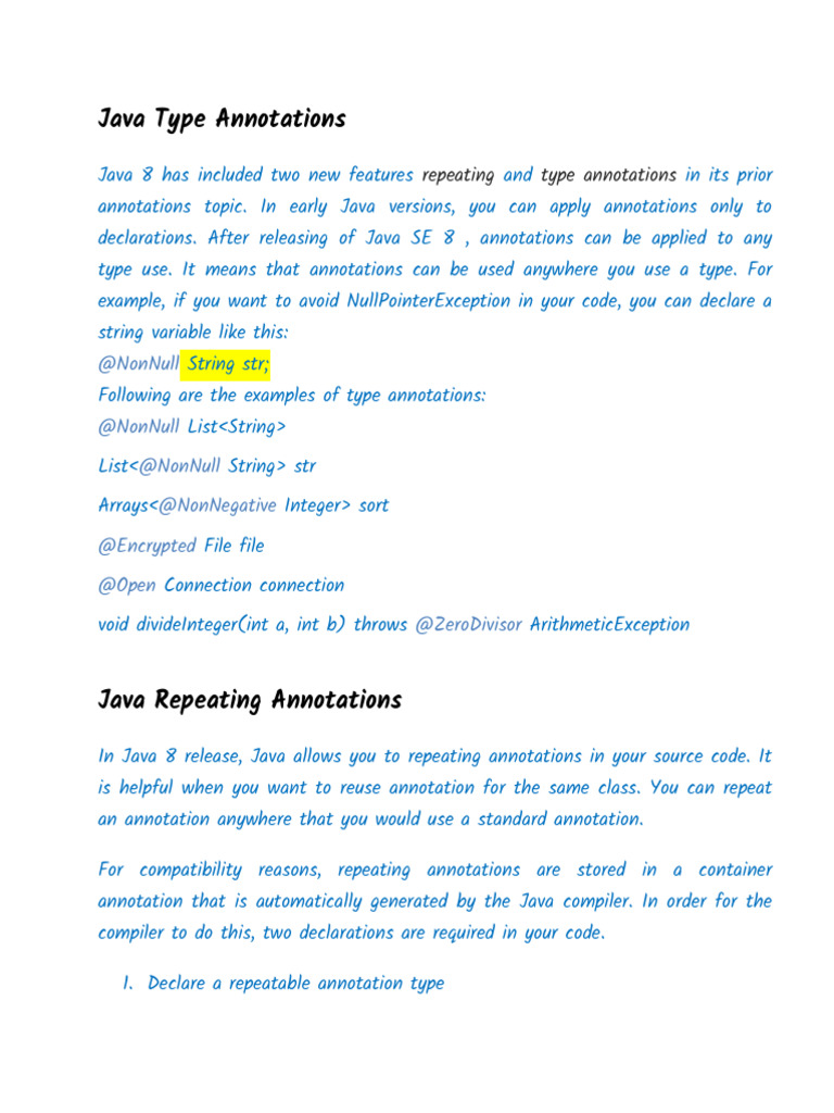 Annotations | PDF | Java (Programming Language) | Computer Engineering Annotations | PDF | Java (Programming Language) | Computer Engineering