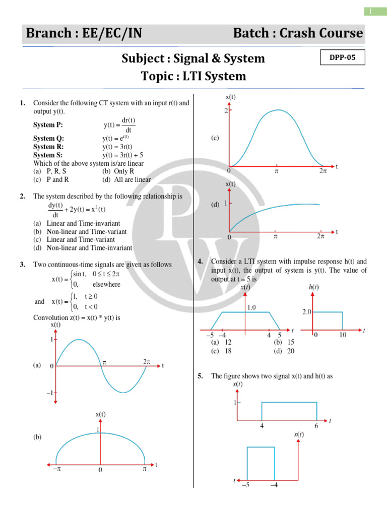 Complete LTI System Analysis in 2.5 Hours With AIR 1 - DPP-05 | PDF ...