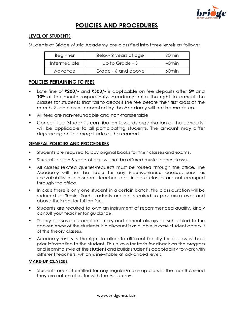 Policies and Procedures 2023-2 | PDF | Online And Offline | Fee