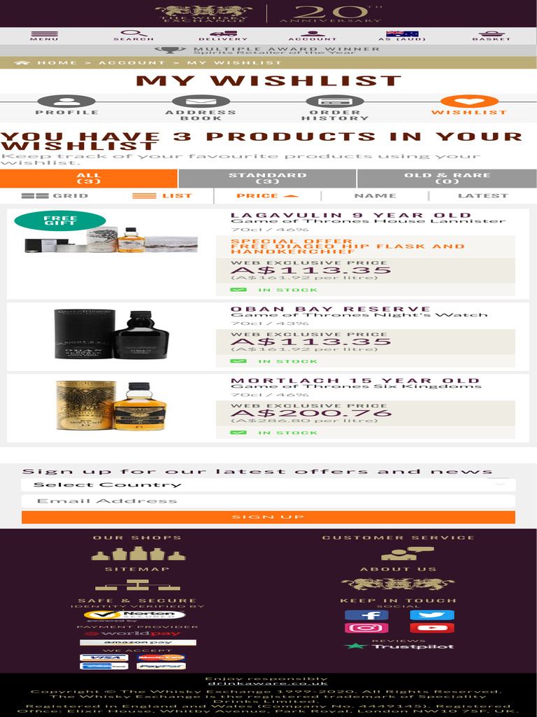 My Wishlist the Whisky Exchange | PDF