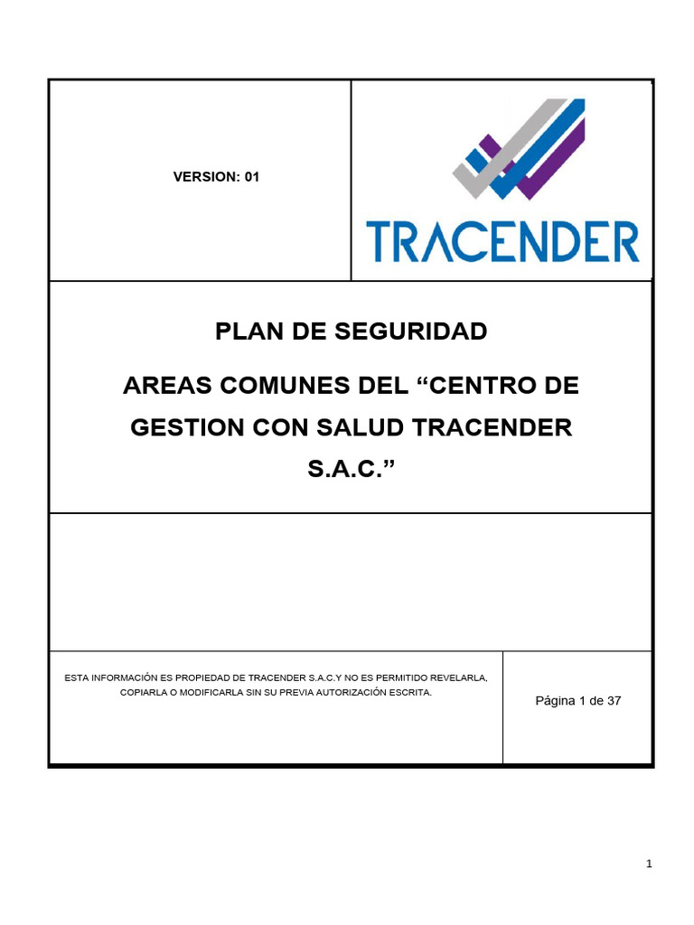 Plan de Seguridad Centro de Gestion Con Salud Tracender | PDF | Herida ...