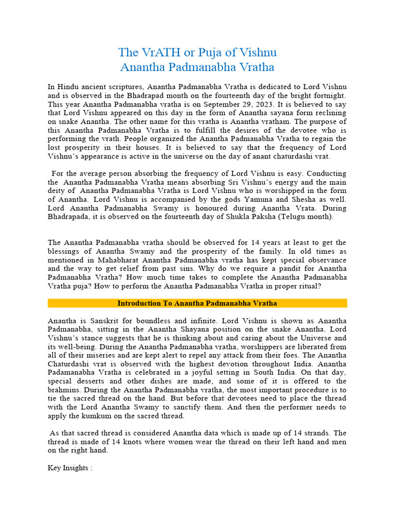 The VrATH or Puja of Vishnu | PDF | Planets In Astrology | Planets