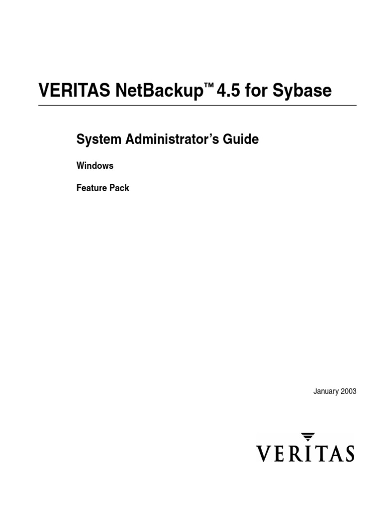 NetBackup AdminGuide Sybase NT | PDF | Backup | Microsoft Sql Server NetBackup AdminGuide Sybase NT | PDF | Backup | Microsoft Sql Server