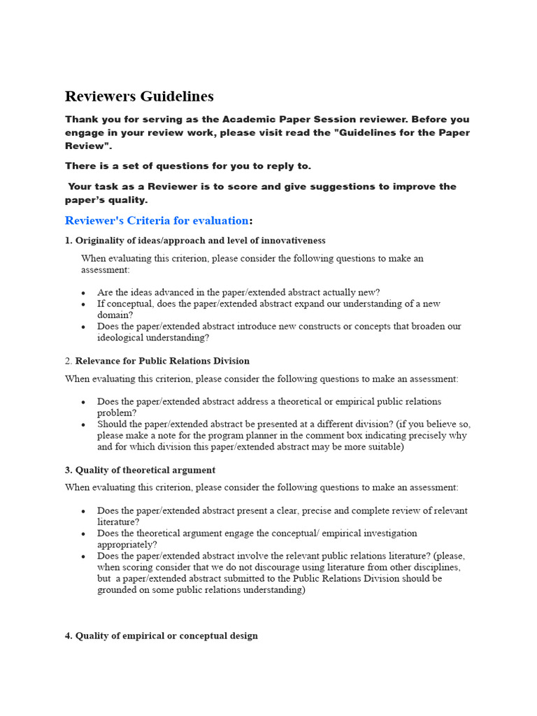 Reviewers Guidelines | PDF | Empirical Evidence | Evidence