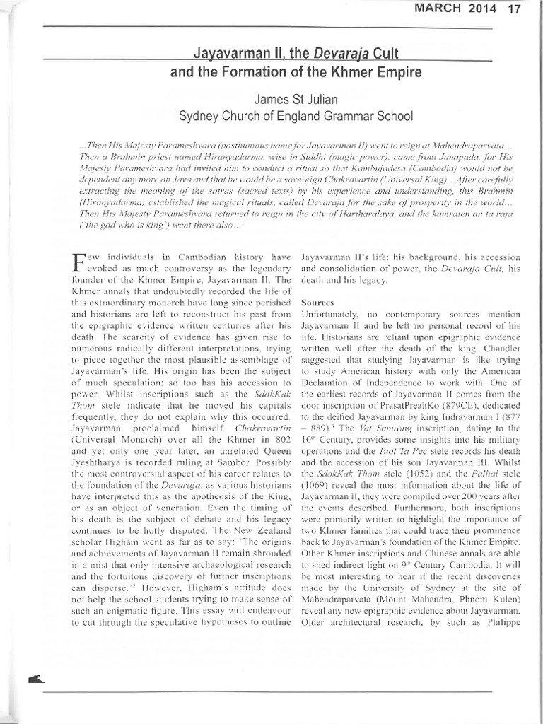 Jayavarman II The Devaraja Cult | PDF