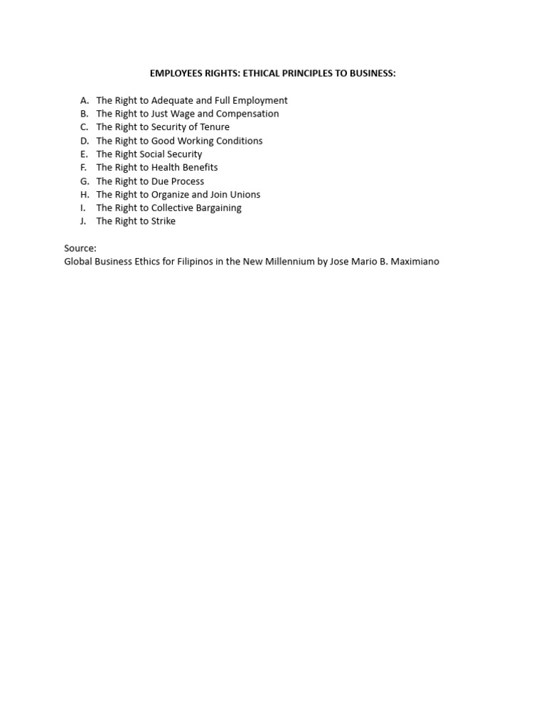 GG CSR Employees Rights Ethical Principles | PDF