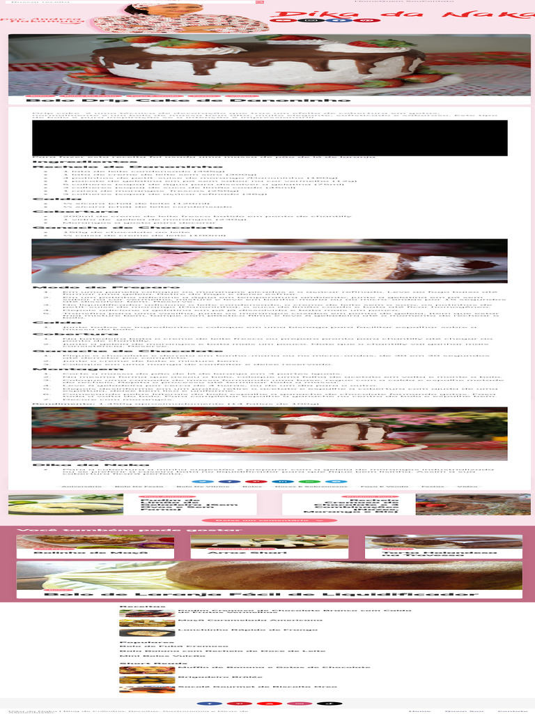 Bolo Drip Cake de Danoninho - Dika Da Naka | PDF | Bolos | Chocolate