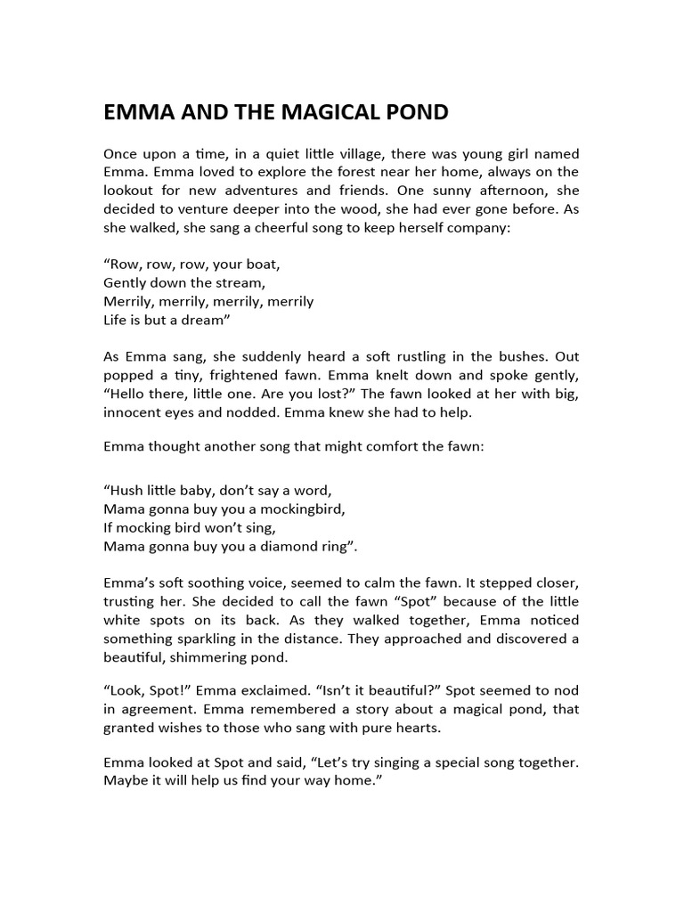 Emma and The Magical Pond | PDF