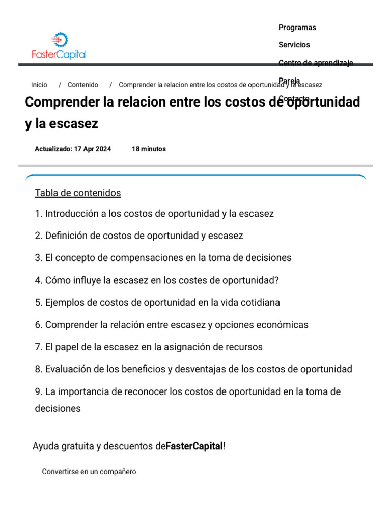 Comprender la relacion entre los costos de oportunidad y la escasez ...