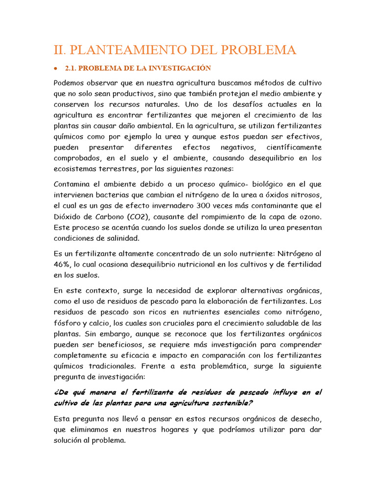 II. Planteamiento del problema | Descargar gratis PDF | Fertilizante | Agricultura