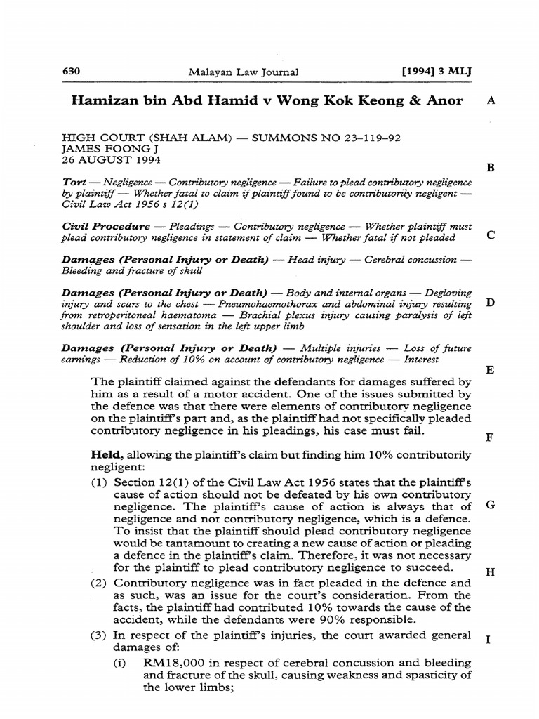 HAMIZAN BIN ABD HAMID V WONG KOK KEONG & ANOR | PDF