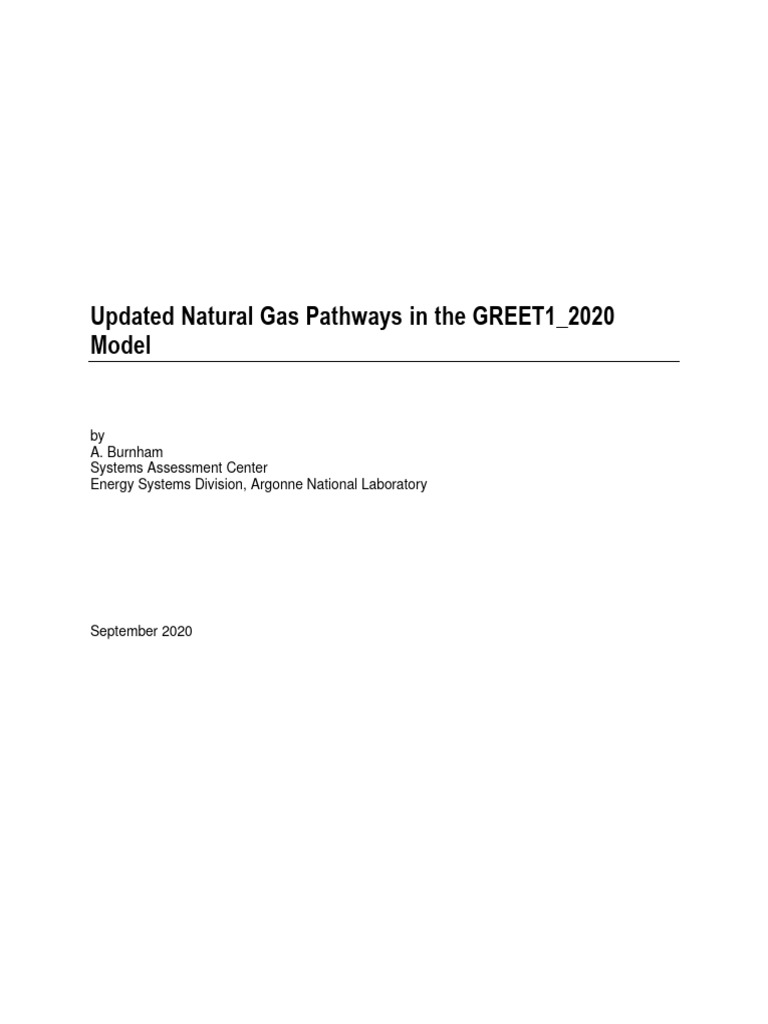 Updated Natural Gas Pathways in The GREET1 - 2020 Model | PDF | Natural ...