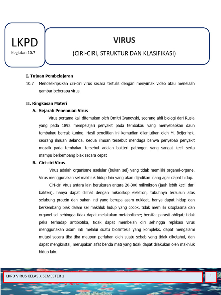 LKPD Virus 1 | PDF