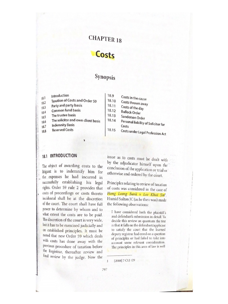 LAW612 Civil Procedure II: Costs | PDF