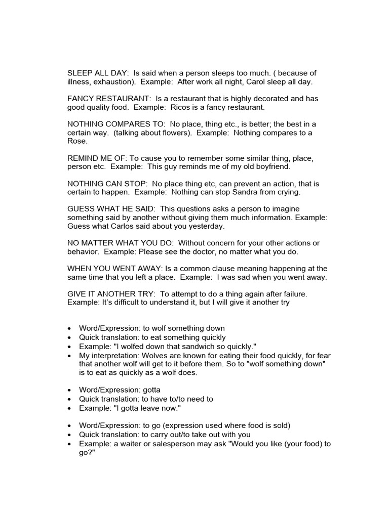 COMMON EXPRESSIONS IN ENGLISH - Intermediate Level | PDF